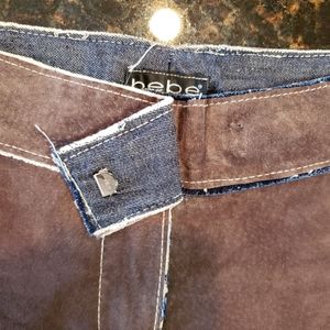 bebe | Jeans | Bebe Brown Suede Leather Denim Pants | Poshmark